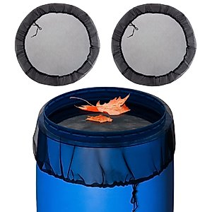 Mesh Cover for Rain Barrels - 2pcs 39in Rain Barrel Netting with Drawstring, Water Collection Buckets Tank Protector Screen for Preventing Fallen Leaves in Outdoor Garden Eaves