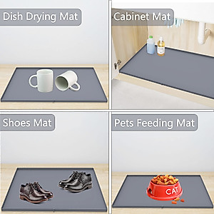 Under Sink Mat, 34"x22" Silicone Under Sink Mat for Kitchen, High Capacity Waterproof Under Bathroom Sink Mat, Side Water Leakage More Convenient