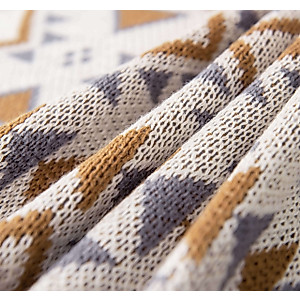 Brown Knitted Tassel Boho Soft Lightweight Vintage Tan Throw Blanket for Sofa Couch Bed and Living Room- All Seasons (50x70 Inch)