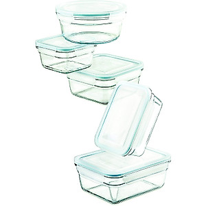 Glasslock Glass Storage Containers with Lids 10pc Set Nesting Design, Oven Safe (five containers and five lids)