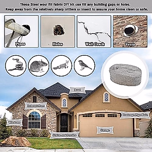 Steel Wool, Fine Steel Wool Fill Fabric Roll DIY Kit, Stainless Steel Wool Coarse Wire Wool Gap Blocker Hole Filler for Mice Control Hardware Cloth for Holes, Gaps, Vents, Siding, Pipeline (13Ft)