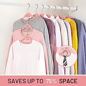 Velvet Hangers 30 Pack, STOPKLAS Pink Clothes Hangers Non Slip Felt Hangers with 360° Swivel Hook, Thin Hangers Space Saving, Heavy Duty Closet Hangers for Clothes, Coats, Suits, Dress, Pants