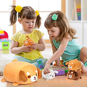 15'' Corgi Dog Plush Toy Pillow - 5pcs Children Dog Plush Toys with 4 Baby Plush Toys in The Belly, Suitable for Stuffed Plush Gifts for Boys and Girls On Children Birthdays and Christmas