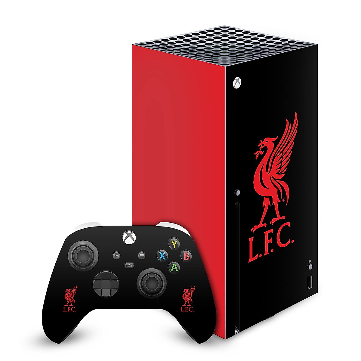 Head Case Designs Officially Licensed Liverpool Football Club Liver Bird Red On Black Art Vinyl Sticker Gaming Skin Decal Cover Compatible With Xbox Series X Console and Controller Bundle