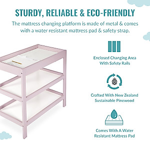 Dream On Me, Ridgefield Changing Table, Blush Pink and White, 33.5x16x33.5 Inch (Pack of 1)