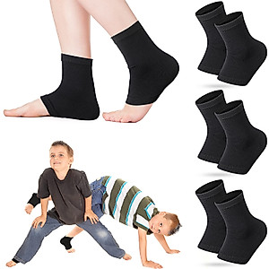 Tarpop 3 Pair Ankle Compression Sleeves for Kids Ankle Brace Compression Sleeves Foot Arch Support Sleeve Sock for Girls Ankle Sports Running Dance Fitness Gymnastics (Black, Medium)