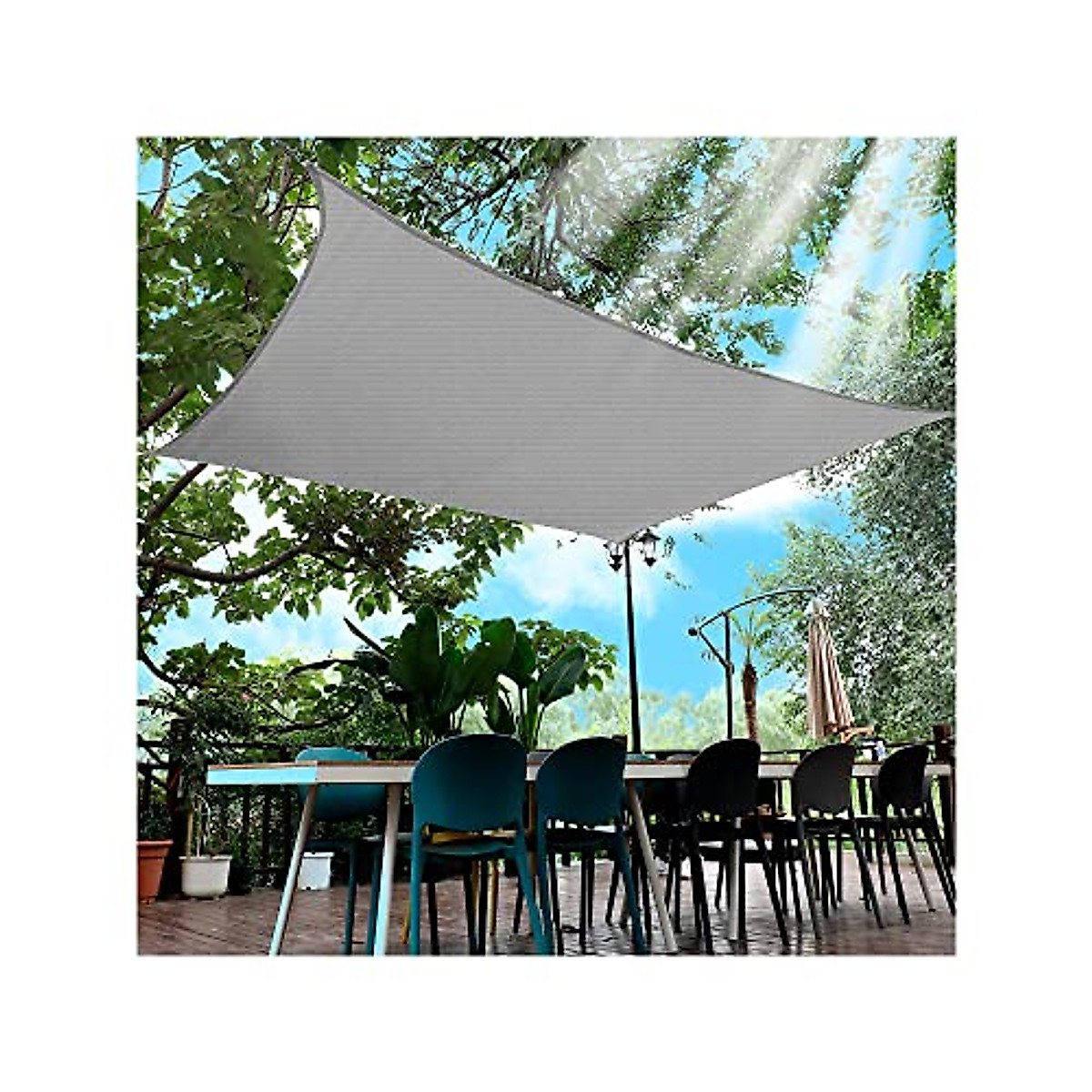 CelinaSun Sun Shade sail incl Fastening Ropes Square 12 x 12 ft Light Gray Premium Sun Shade Outdoor Weatherproof Breathable sail Shade