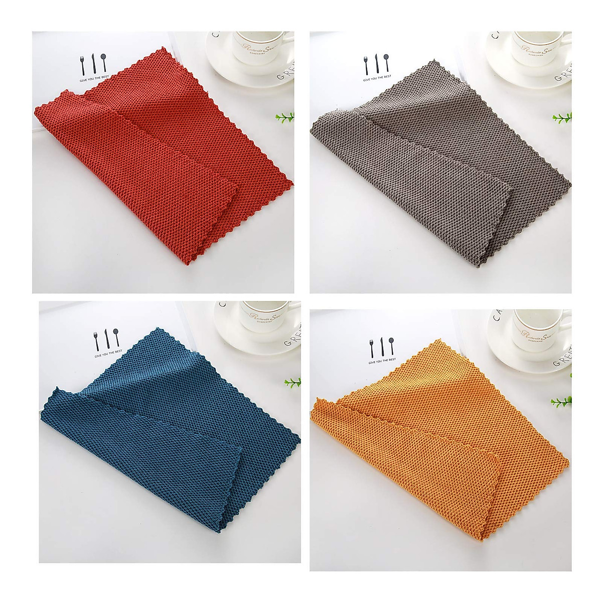 EKADA Kitchen Dish Cloths Dish Towels, Quick Drying Dish Rags Pack of 8, 12x12 Inches Dish Rags for Washing Dishes, Durable Dish Towels for Kitchen (Multi Color)