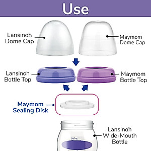 Maymom Sealing Disk Compatible with Lansinoh Bottle Top, Momma Bottles, Not Original Lansino Sealing Disk, Lansinoh Pump Parts, Signature Pro,Smartpump, Manual Breastpump(8ct)