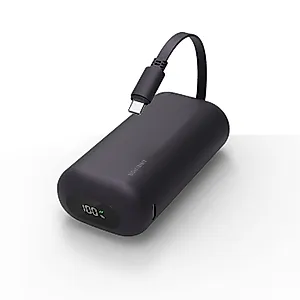 Portable Charger with Built-in USB-C Cable,10000mAh 18W PD Fast Charging Power Bank.Ultra-Compact Battery Pack Compatible with iPhone 15,15 Plus,15 Pro,Samsung Galaxy S23,S22,S21,Moto,LG (Black)