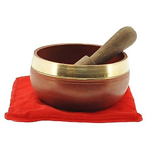 JIVE® Tibetan Chakra Singing Bowl Set Palm Size Root Chakra Red Singing Bowl - Premium Quality