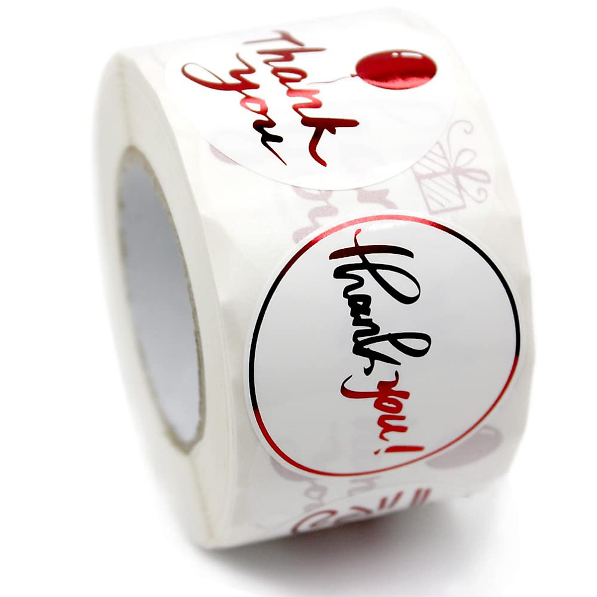 Bokinyoung Thank You Stickers Roll 500 PCS Round Red Glossy Foil Seal Stickers 1.5 Inch Thank You Labels for Business 4 Designs