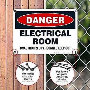 Electrical Room Sign, 10x7 Inches, Rust Free .040 Aluminum, Fade Resistant, Made in USA by Sigo Signs