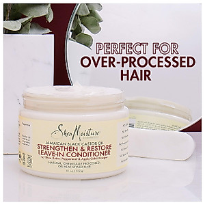 SheaMoisture Leave-In Conditioner with Pure Jamaican Black Castor Oil for Damaged, Over-Processed Hair - Softens and Detangles, 11.5 oz