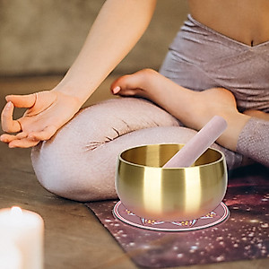 SUPVOX Striker Mallet Cowhide Covered Beech Wood Crystal Singing Bowl Suede Striker with Suede Texture Bundle Pocket - Pink