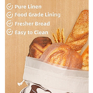 FEXIA 2 Pack Bread Bags for Homemade Bread Sourdough Organic Linen Sourdough Bread Bags 17" x 13" XL Reusable Linen Bread Bags Sourdough Bread Baking Supplies Bread Storage Housewarming Gift