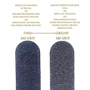 Pasasfashion Two Way Emery Nail File Board 180/240 Grit for Gel Nail/Acrylic Nail/Nail Polish (No Letter Black 15pics in)