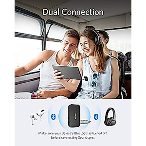 Anker Soundsync Bluetooth 5.0 Transmitter, 13-Hour Long Battery Life, aptX Low Latency, Dual Device Connection for TV, PC, CD Player, iPod / MP3 / MP4 Player, iPad/iPad Air/iPad Mini, and More