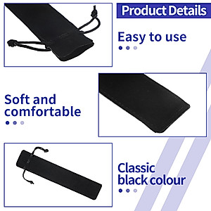 Lemecima 100 Pieces Velvet Pen Pouch Black Drawstring Pen Bag Black Pencil Case Pen Bag Soft Single Pen Sleeve Holder Home Decor Products for Student Adult Gifts School Office Business Supplies