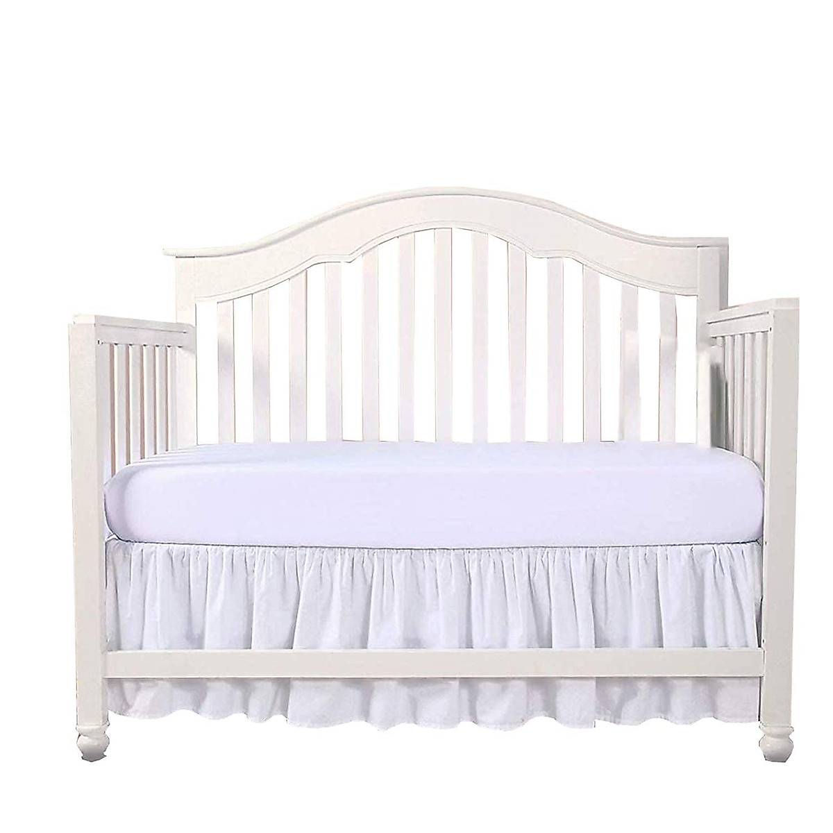 White Crib Bed Skirt- Perfect for Nursery Crib for Boys & Girls with a 14" Drop and Size 28x52