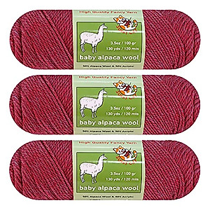 3-Pack Baby Alpaca Yarn Wool Blend Crochet and Knitting Worsted Weight Sunny Cat Premium Brand (Neon Purple)