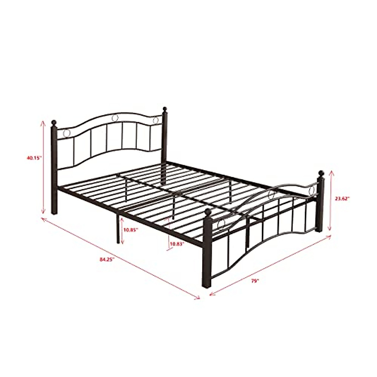 Voohek Metal King Size Bed Frame with Headboard and Footboard,Storage Space Under The Frame,No Box Spring Needed,Noise Free,Black