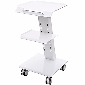 VEVOR Lab Trolley, Rolling Lab Cart w/Built-in Socket, 3 Layers Tray Rolling Clinic Cart, 360° Silent Rolling Wheels w/Foot Brake, 88 lbs Weight Capacity Sturdy Steel Frame, for Lab Clinic Salon