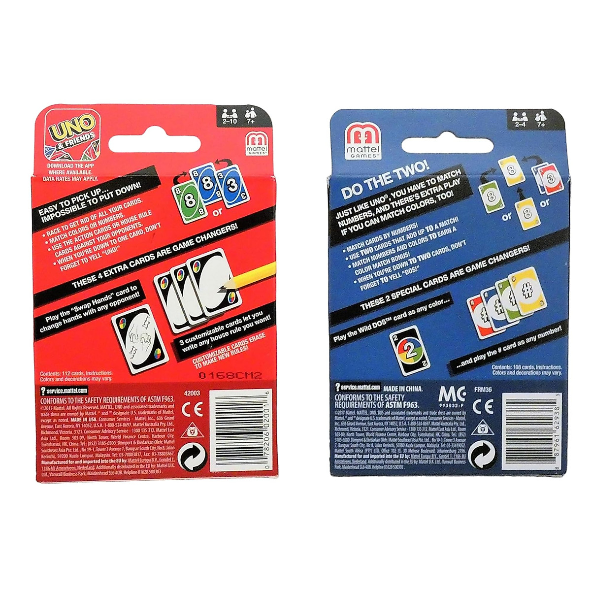 Mattel Uno Card Game Bundled with Dos Card Game, Multicolor