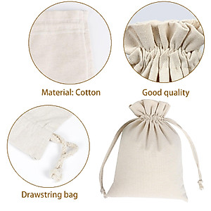 GWZiehory 60 Pieces Cotton Drawstring Bags, Reusable Muslin Bag (4 by 6 inch) for Storage, Teas, Candy, Spices, Soaps, Jewelry, Gifts, Wedding Party Favors and DIY Craft Home Decor