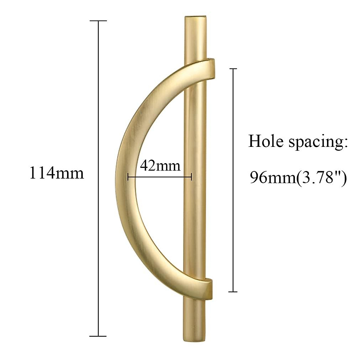 DAPANIY Brushed Gold Cabinet Pulls Drawer Pulls, Half Moon Shape Pulls Gold Drawer Dresser Kitchen Handles Antique Cupboard Door Handles, 4Packs ‎3.75inch