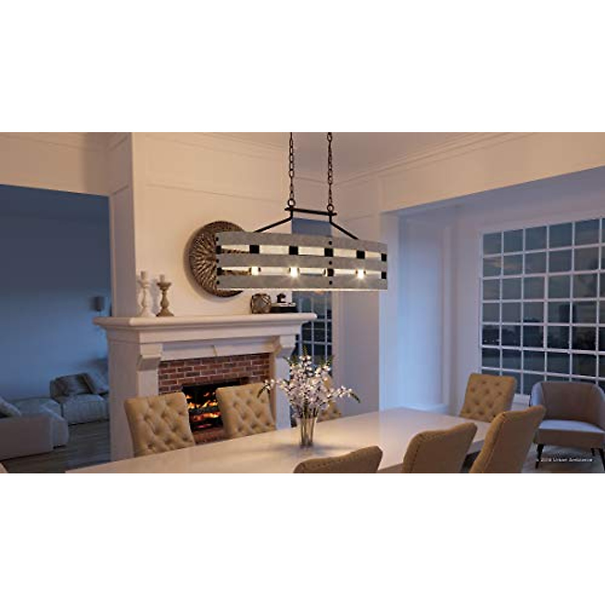 Urban Ambiance Luxury Modern Farmhouse Chandelier, Large Size: 17" H x 38.5" W, with Rustic Style Elements, Charcoal Finish, UHP2476 from The Adelaide Collection