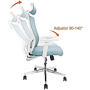 Ergonomic Office Chair Adjustable High Back Chair with Flexible Headrest & 140°Reclining Lumbar Support Mesh Computer Chair for Office Home (Blue)