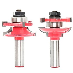 Sinoprotools 2Pcs Cabinet Door Rail and Stile Router Bits 1/2 Inch Shank, Round Over Rail and Stile Router Bit Set, Carbide-Tipped Milling Cutters for Professional Woodworking or DIY
