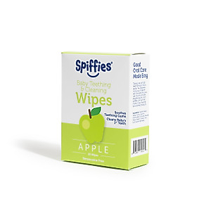 Spiffies Baby Oral Care Tooth Wipes - Gum & Teeth Wipe Tissues for Teething Relief & Cleaning Infant & Toddler Teeth - Baby Tooth Wipes w/Xylitol for Ages 0-12 Months & Up (Apple, 20 Count, 3 Pack)