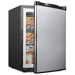 ADT 2.1 Cu.ft Upright Freezer with Compact Reversible Single Door Free Standing Mini Freezer with Adjustable Thermostat for Home/Kitchen/Office