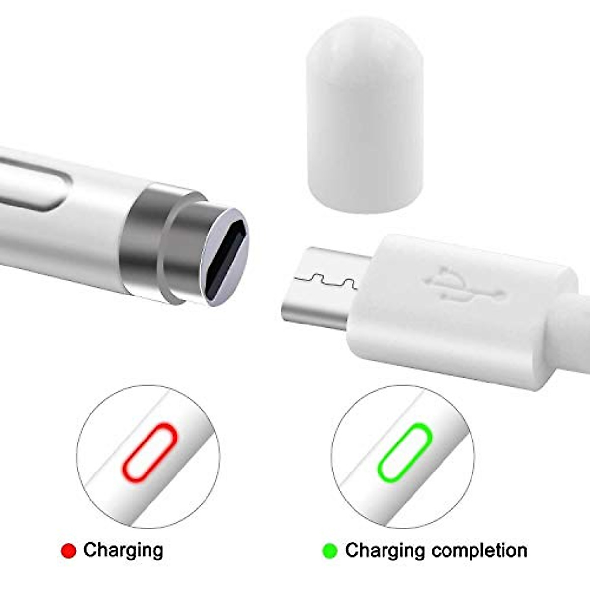 Stylus Pencil Compatible for Apple,Active Stylus Pen for Touch Screens, Rechargeable 1.5mm Fine Point Smart Pencil Compatible for iPhone iPad Android and Most Tablets on Touchscreen Devices (White)