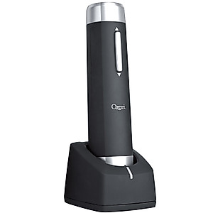 Ozeri Prestige Electric Wine Bottle Opener with Aerating Pourer, Foil Cutter and Elegant Recharging Stand