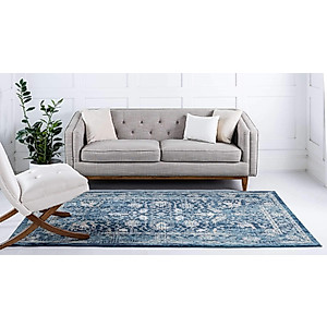 Unique Loom Oslo Collection Area Rug - Osterbro (5' x 8' Rectangle, Navy Blue/ Beige)