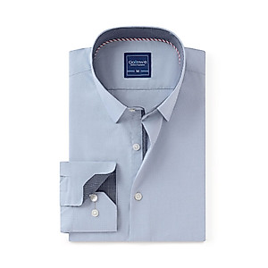 Gollnwe Men's Dress Shirt Long Sleeve Wrinkle-Free Casual Button Down Dress Shirt for Men Grey L