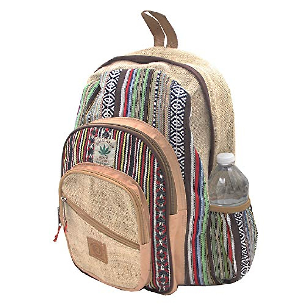 KayJayStyles Natural Handmade Large Multi Pocket Hemp Nepal Backpack