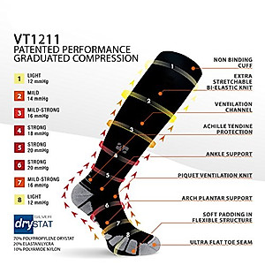 Vitalsox Men's Standard Patented Graduated Compression, Black 2-Pack, X-Large