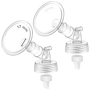 2X 17 mm Maymom Two-Piece Wide Neck Pump Parts Compatible with Spectra S1,Spectra S2 Pumps and 2 Valves; Incl Wide Mouth Flanges; Not Original Spectra Flange; (17mm Flange with Valve)