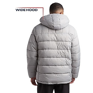 Reebok Mens Winter Jacket - Heavyweight Quilted Puffer Parka Coat - Insulated Sherpa Lined Outerwear Jacket for Men, M-XXL, Size Medium, Steel Grey/Black
