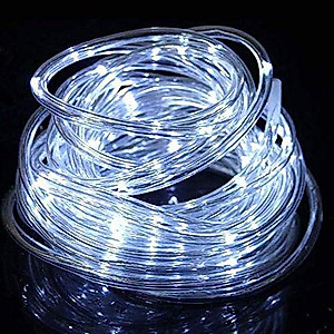 lychee Solar Rope Lights Outdoor 16.5ft 50LED Waterproof Solar Power String w/Light Outdoor Rope Lights Ideal for Home Garden Party Wedding Decoration (White)