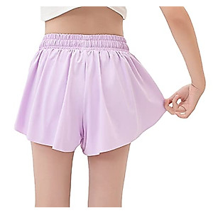 Girls 3 Pack Flowy Shorts with Spandex Liner 2 in 1 Youth Skirts for Fitness Running Sports Skort with Pockets Size 4 Set 06
