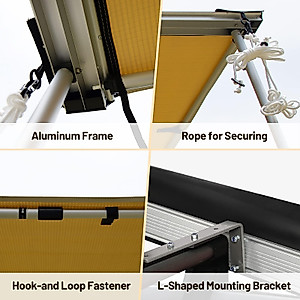 TIMBER RIDGE Car Awning Camper Awning 8.2X6.5ft Truck Awning Overland Camping, Retractable Side Awning Waterproof PU10000mm UV50+ Rooftop Awning Tent Shade for Car/SUV/Truck/Van, Beige