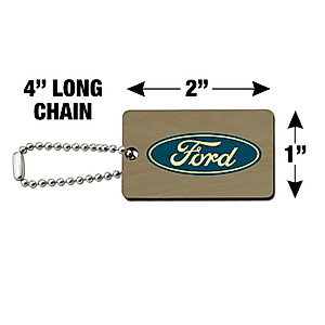 GRAPHICS & MORE Ford Motor Company Blue Oval Logo Wood Wooden Rectangle Keychain Key Ring