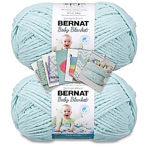 Bernat Baby Blanket Yarn - Big Ball (10.5 oz) - 2 Pack with Pattern Cards in Color (Seafoam)
