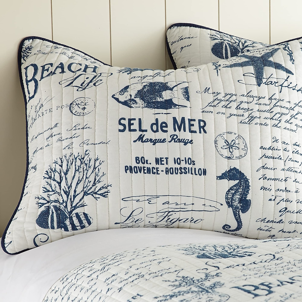 Levtex Home Beach Life King Cotton Quilt Set Navy Coastal