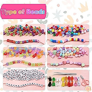 cridoz Bead Bracelet Making Kit, Bead Kits for Bracelets Making with Pony Beads, Polymer Fruit Clay Beads, Charm Beads, Letter Beads for Friendship Bracelets and Jewelry Making